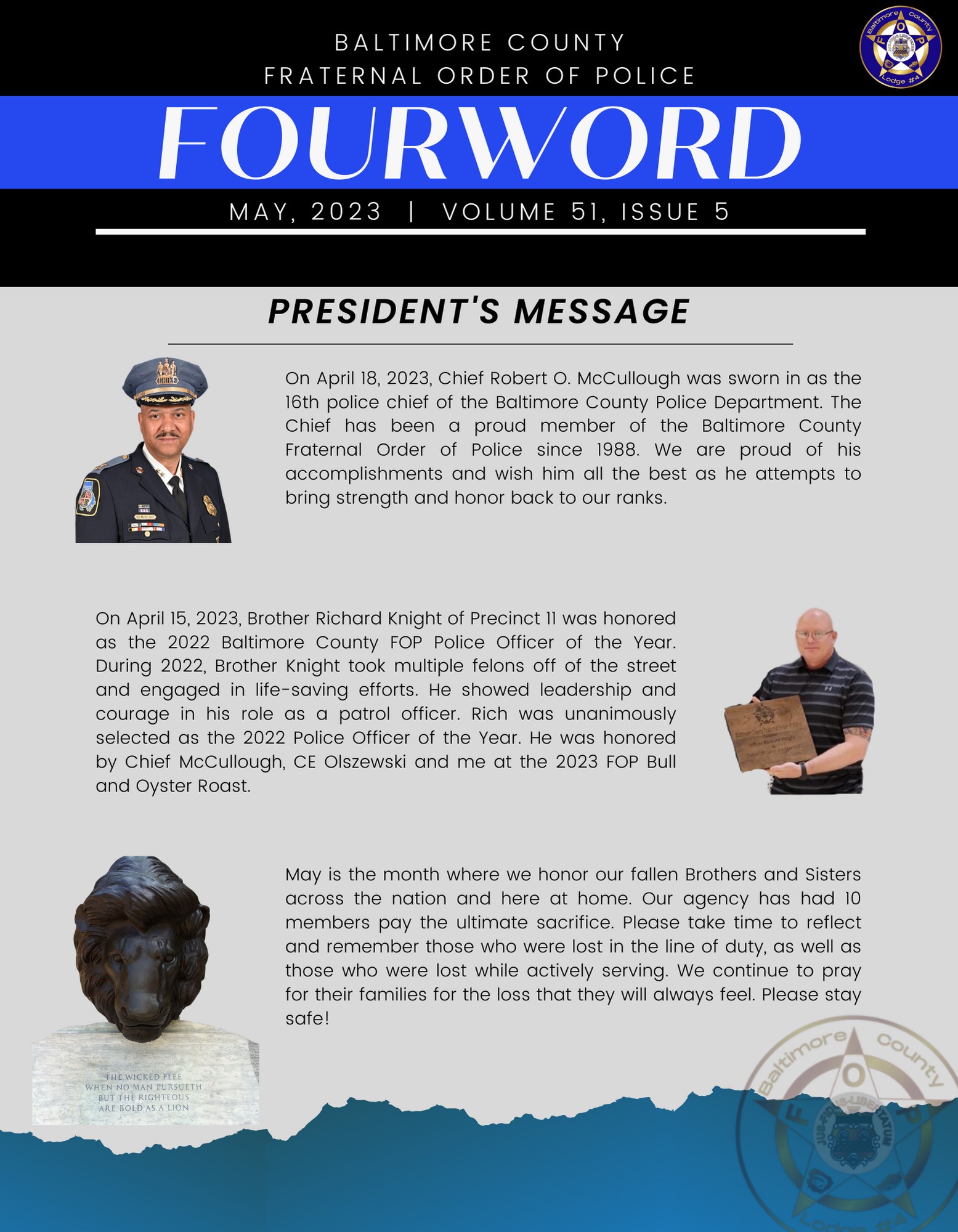 President's Message - May 2023 | Baltimore County Fraternal Order of Police